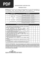 Validation Sheet For Research Questionnaire | PDF