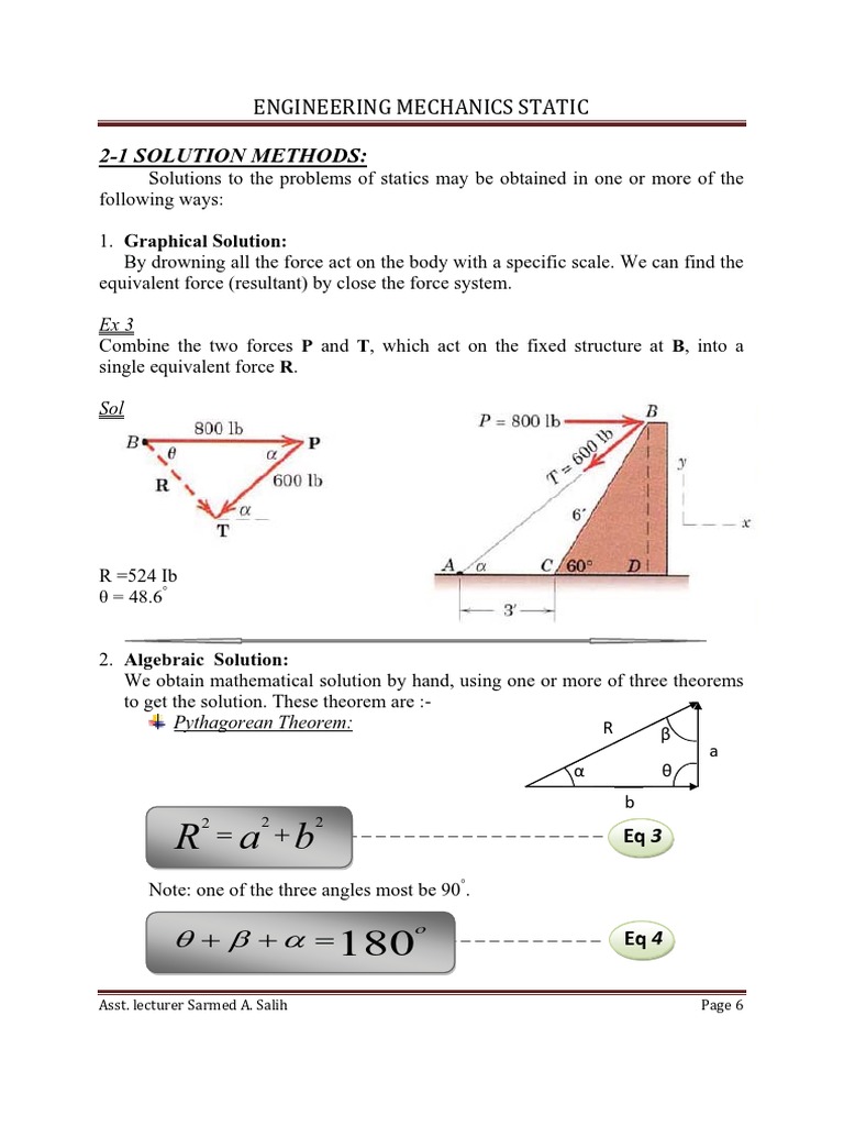 Statics Solution Methods Guide | PDF | Sine | Trigonometric Functions