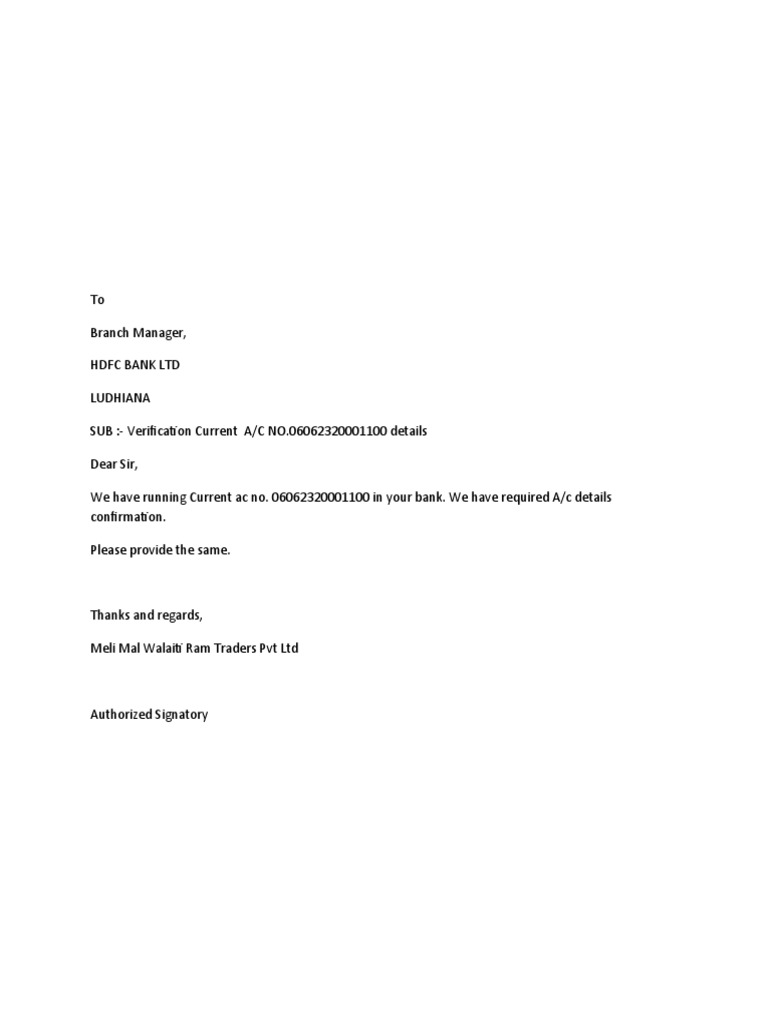 Account Verification Letter | PDF