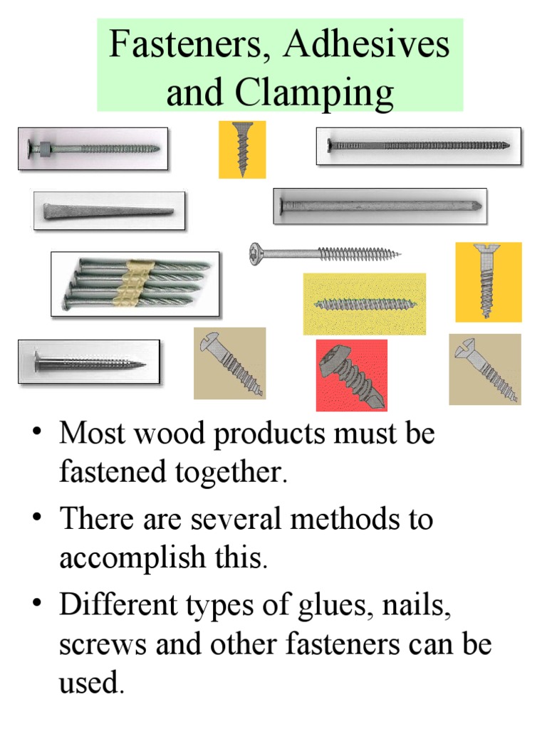 Fasteners and Adhesives in Carpentry | PDF | Screw | Adhesive
