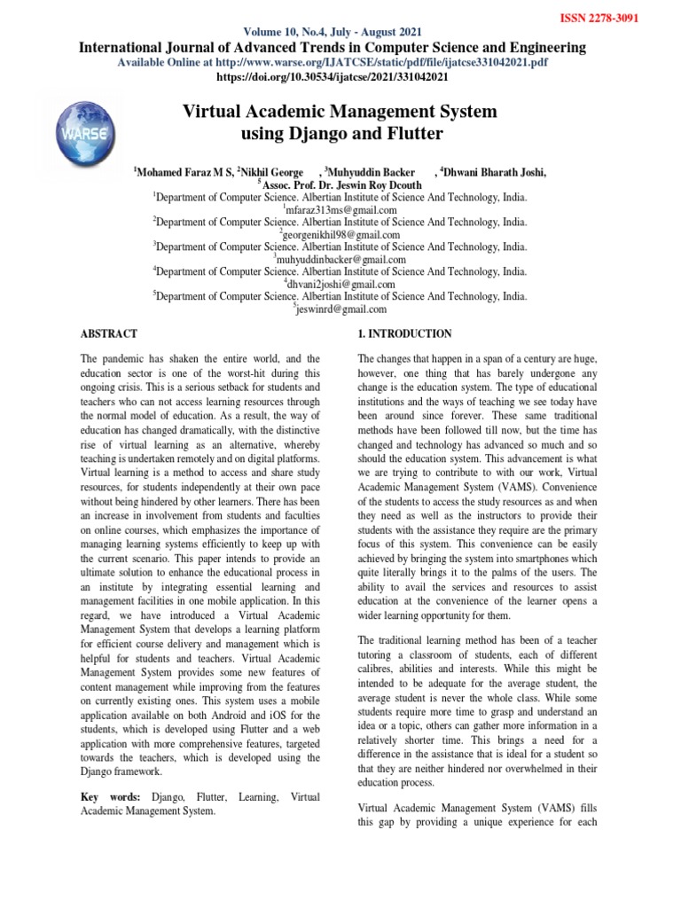 Virtual Academic Management System Using Django and Flutter | PDF | Educational Technology ...