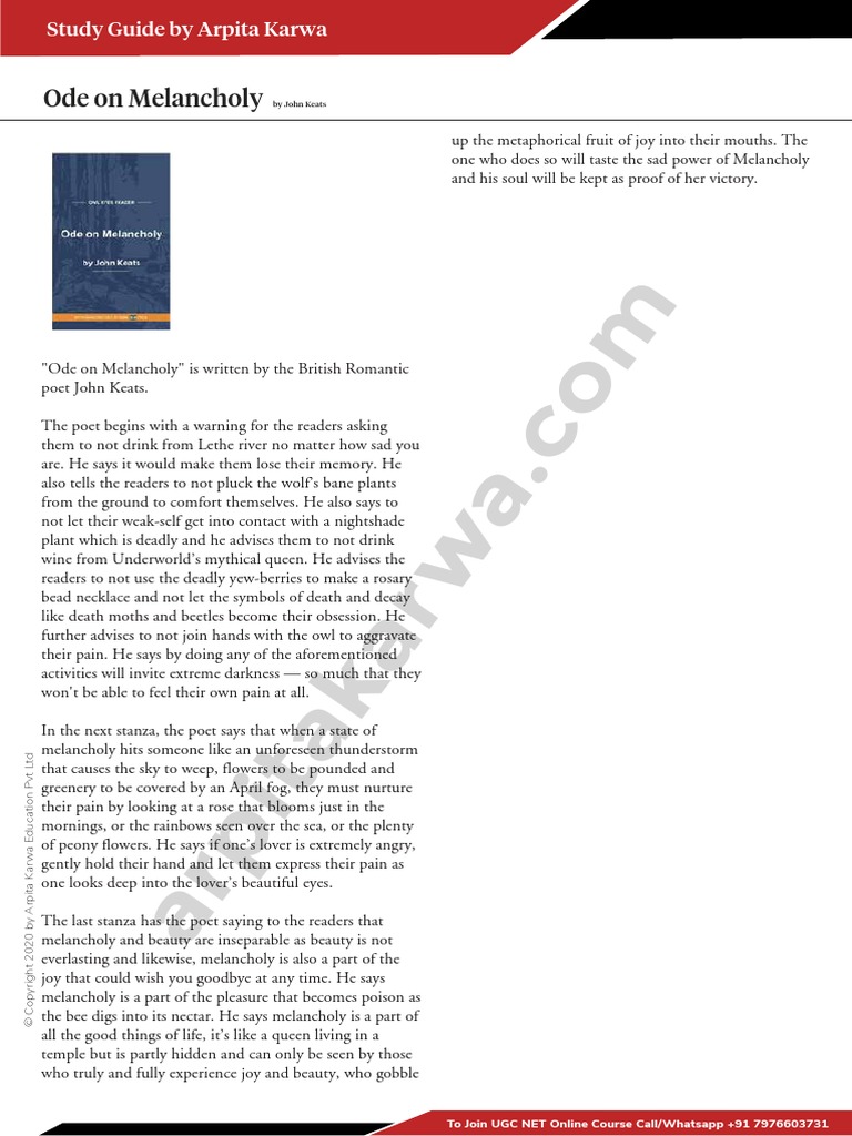 037 Ode On Melancholy | PDF
