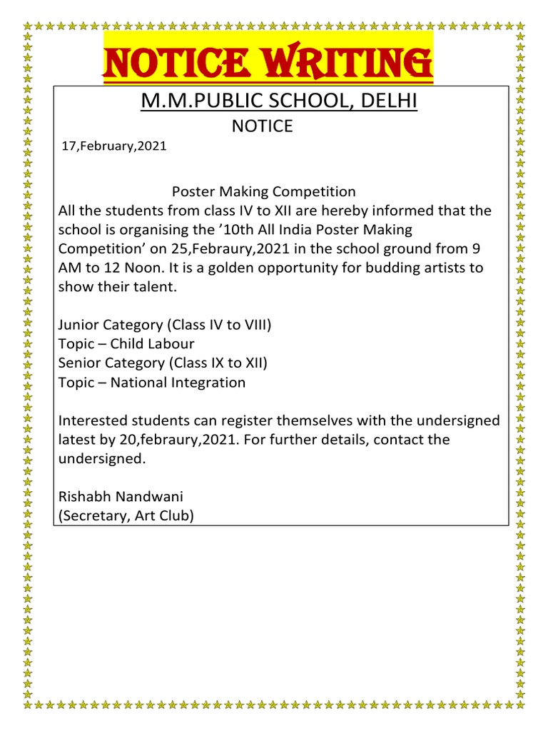 Notice Writing It | PDF