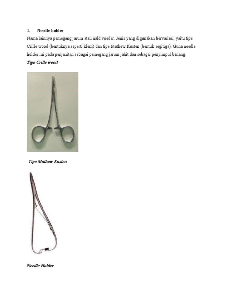 Fungsi dan Jenis Needle Holder Medis | PDF | Griya & Taman | Kesehatan ...