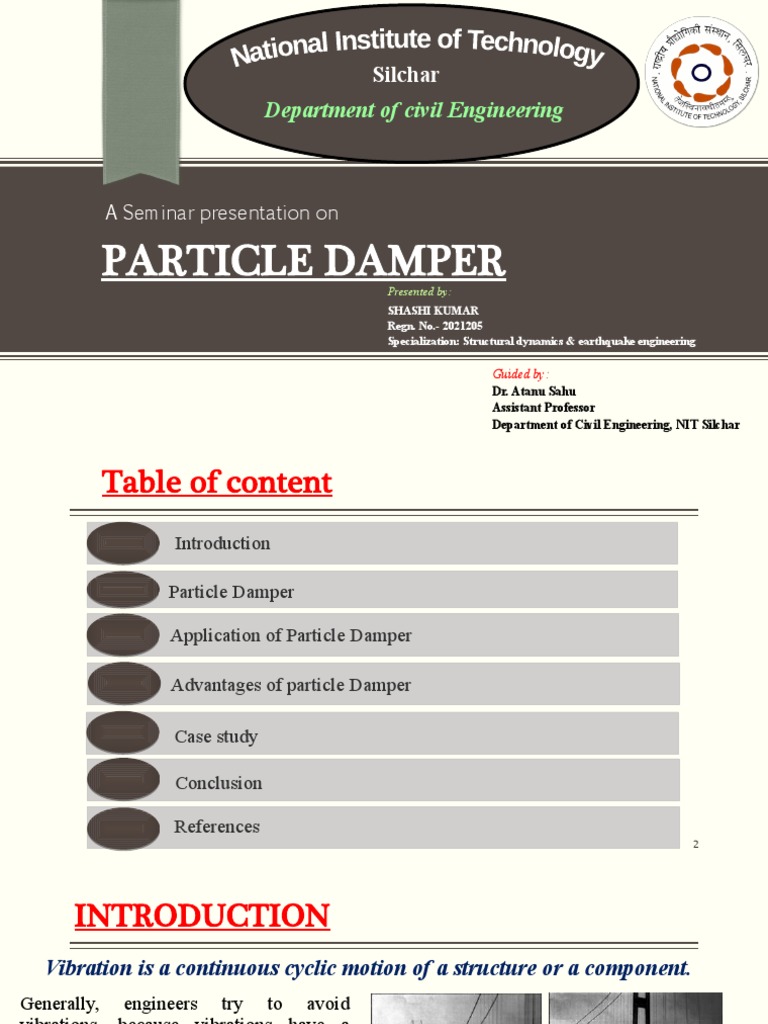 Particle Damper: Department of Civil Engineering | PDF | Applied And ...