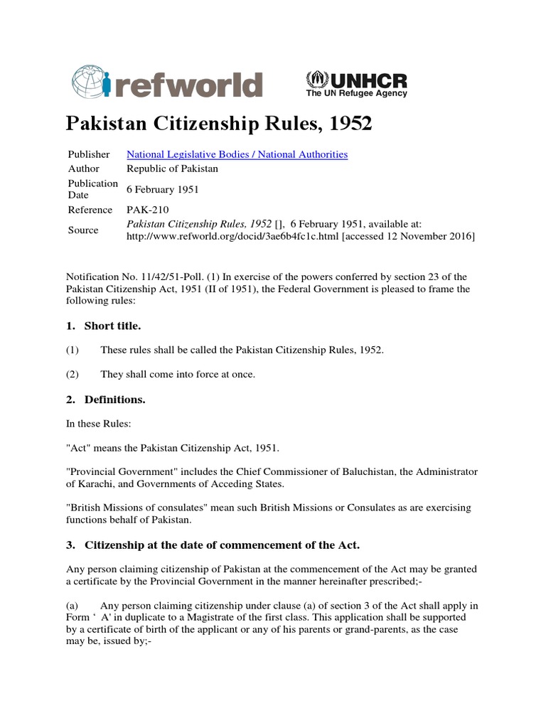 Pakistan Citizenship Rules Overview | PDF | Government | Crime & Violence