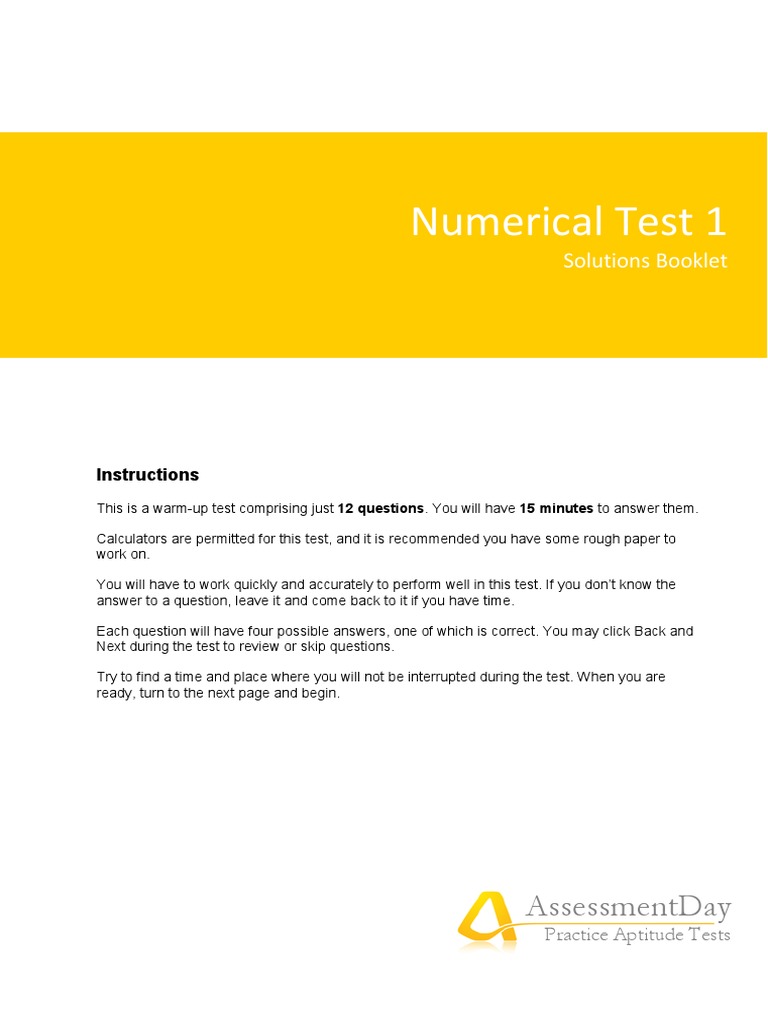 Numerical Test 1: Assessmentday | PDF