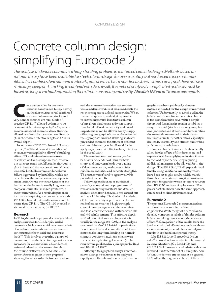 Concrete Column Design Ec2 Simplify | PDF | Column | Strength Of Materials