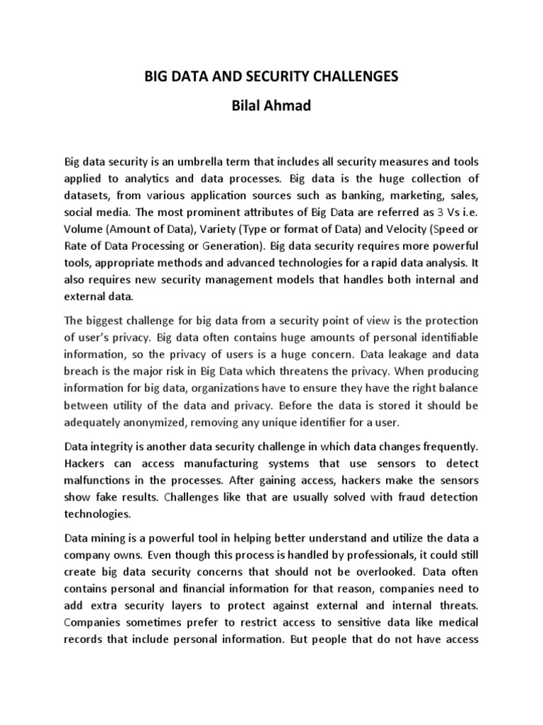 Big Data and Security Challenges | PDF | Big Data | Encryption Big Data and Security Challenges | PDF | Big Data | Encryption