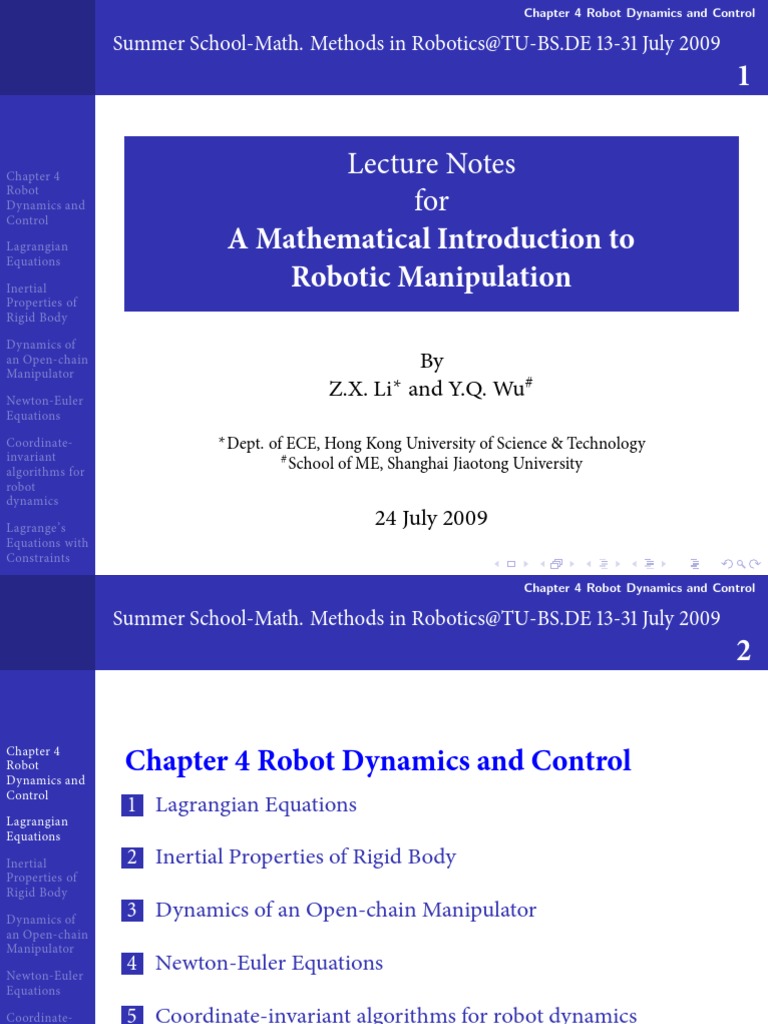 Robot Dynamics & Control Guide | PDF