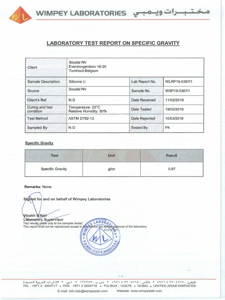 Silicone U Test Report | PDF | Physical Quantities | Materials
