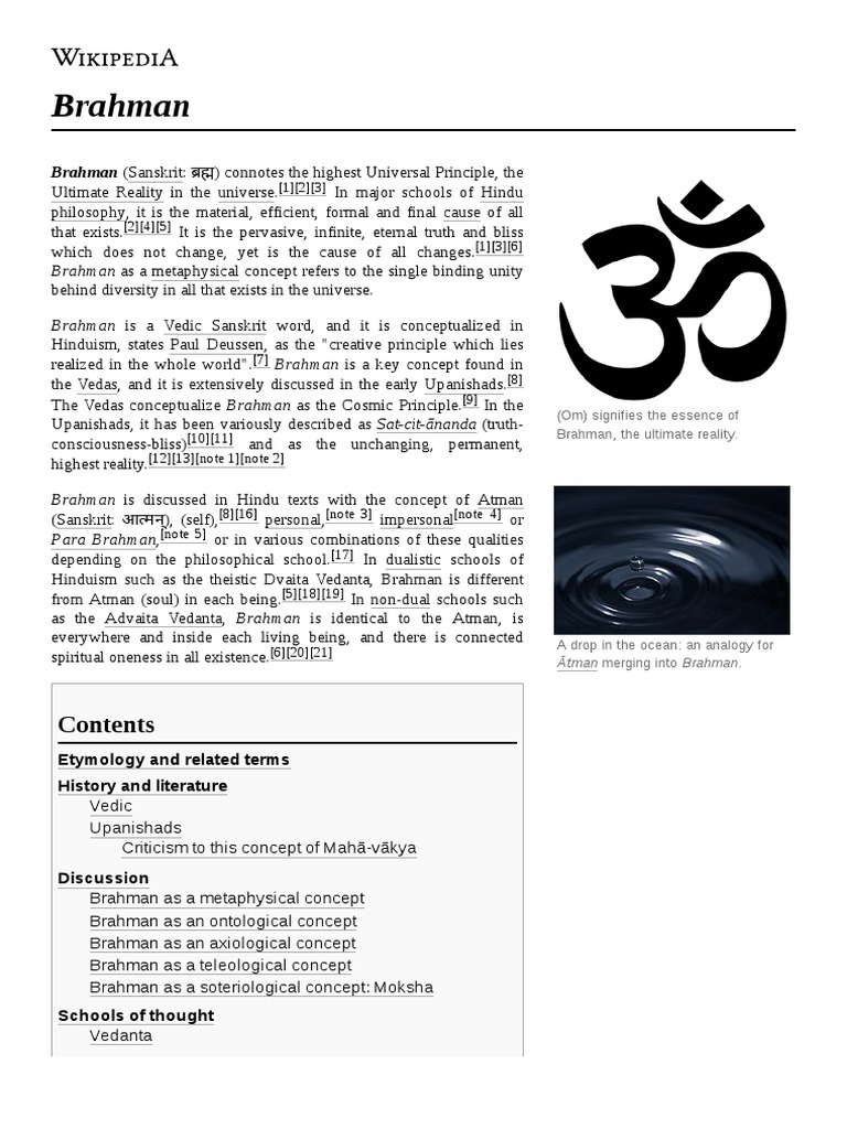 Brahman Sanskrit Pdf Brahman ﾄ Tman Hinduism