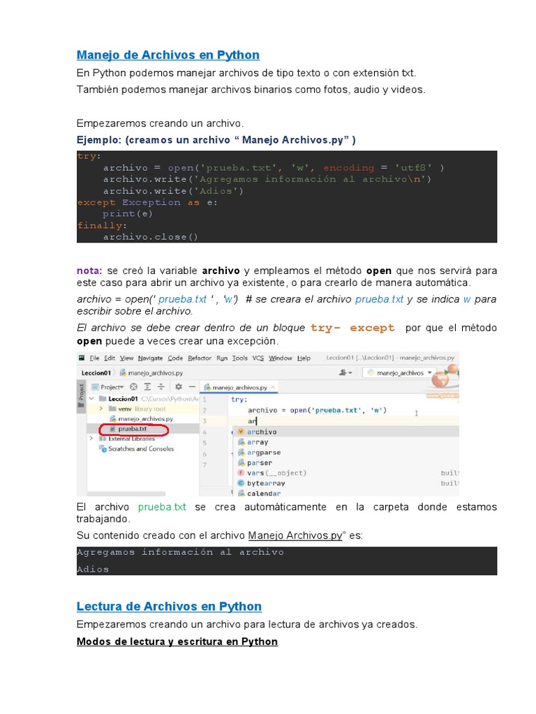 Manejo de Archivos en Python | PDF | Archivo de computadora | Python ...