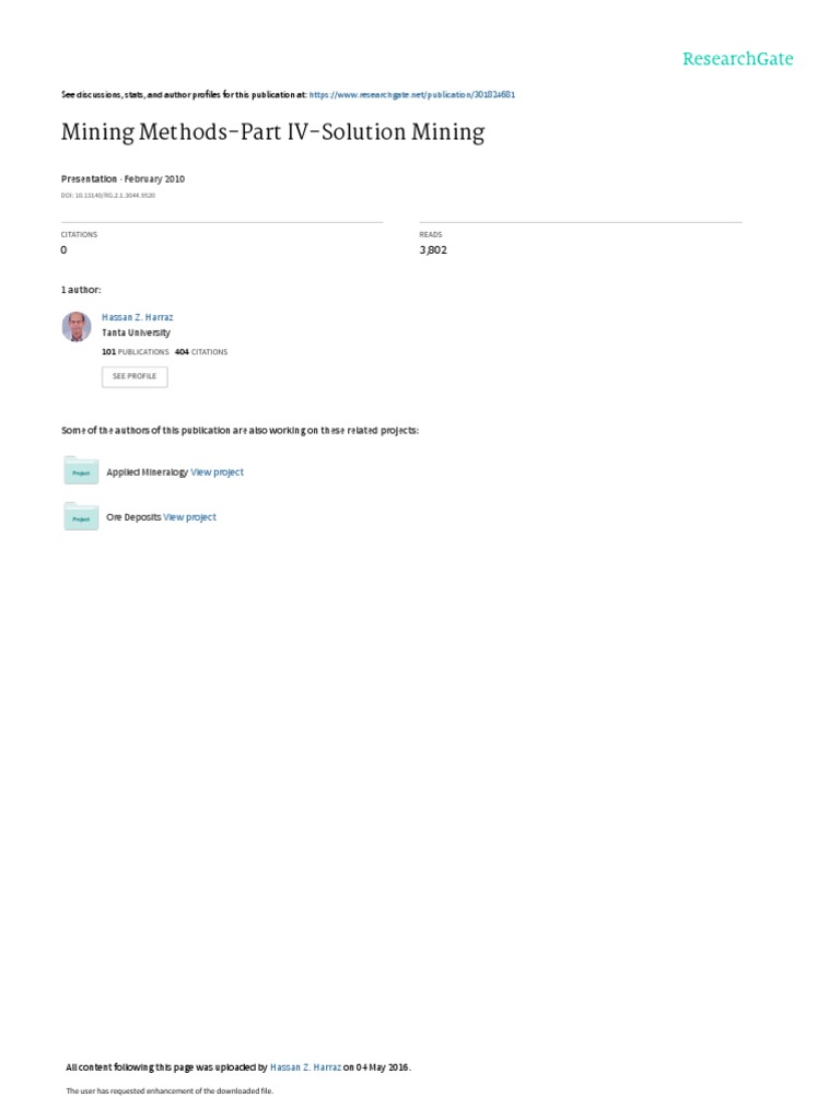 Mining Methods-Part IV-Solution Mining: February 2010 | PDF | Sodium Chloride | Salt