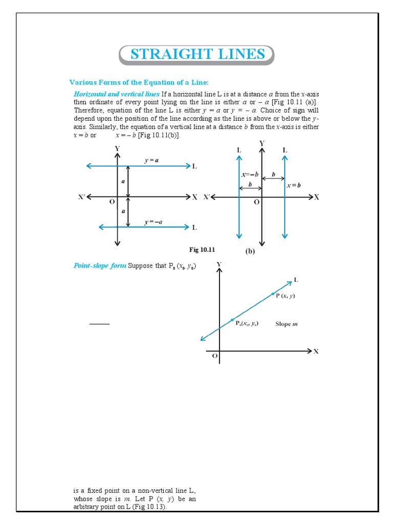 Straight Lines: Various Forms of The Equation of A Line | PDF ...