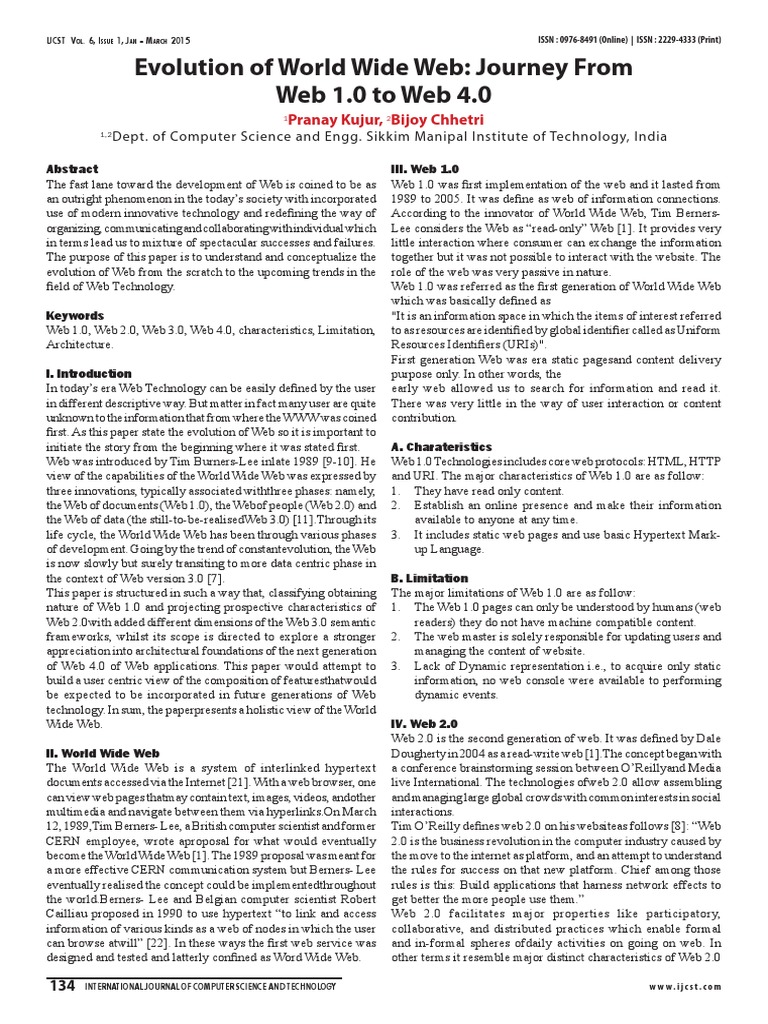 Evolution of World Wide Web Journey From Web 1.0 To Web 4.0 | PDF ...