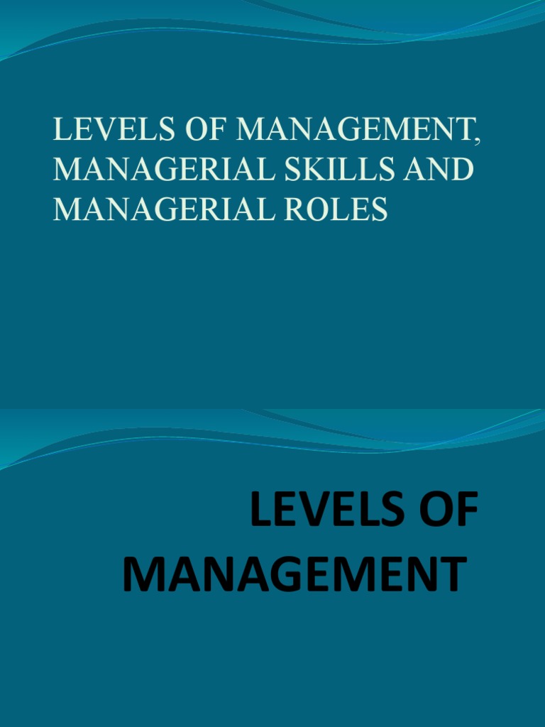 4 Levels of Management, Managerial Skills and Managerial Roles | PDF ...
