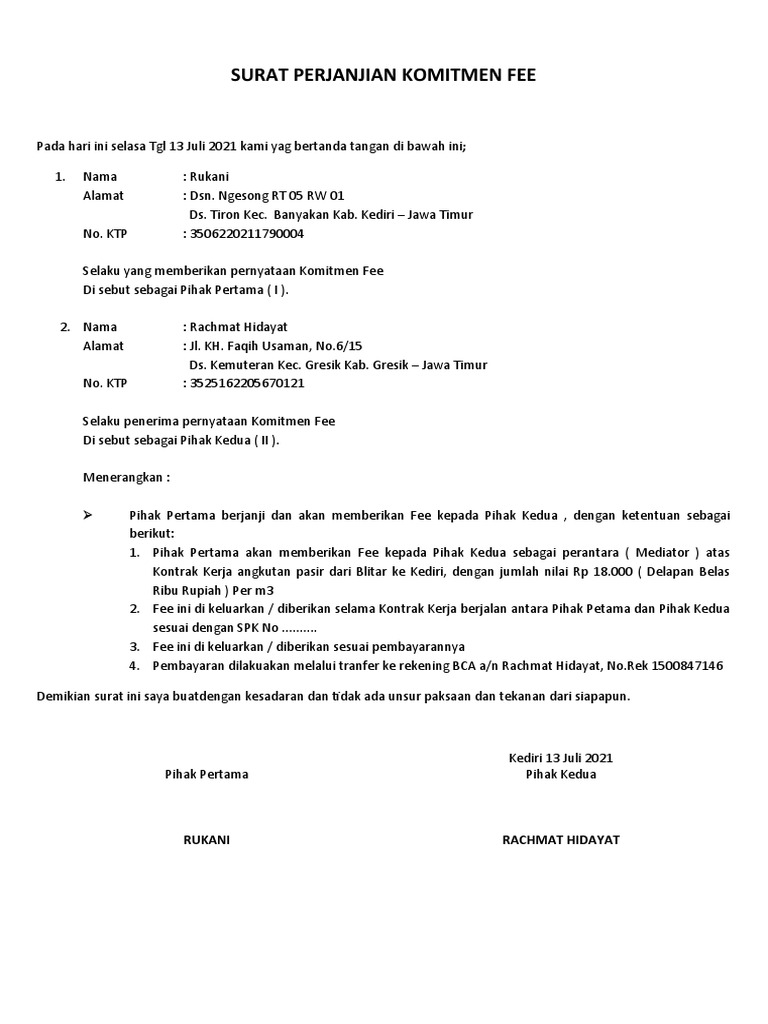 Komitmen Fee Pasir | PDF