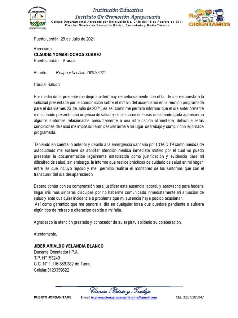 Carta Ausentimo Laboral | PDF