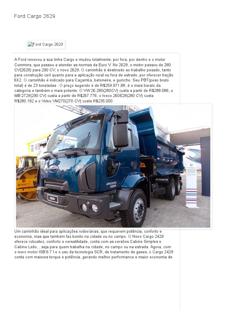 Ford Cargo 2629 | PDF | Motores | Veículo motorizado