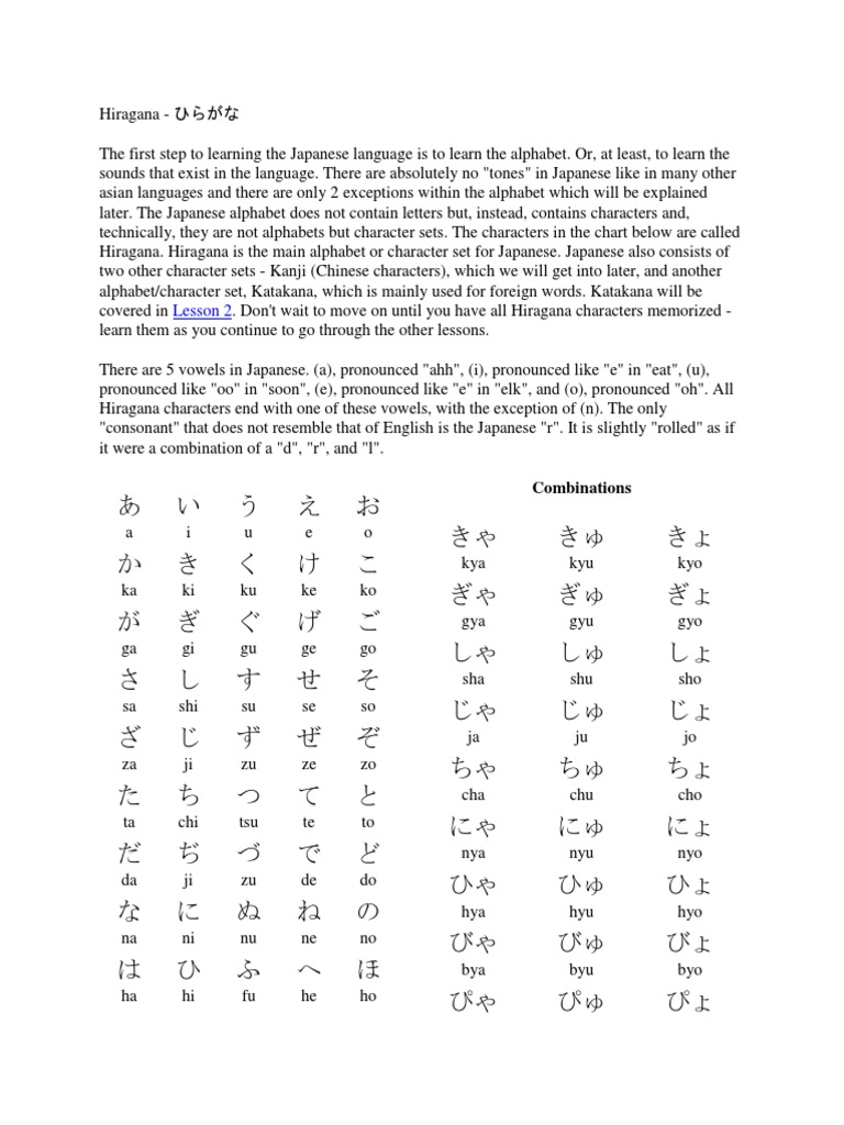 An Introduction to Hiragana: The Basic Japanese Phonetic Alphabet | PDF ...