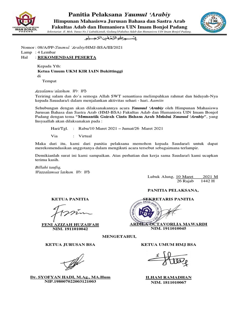 (PSDM) 8. Surat Undangan UKM KIR IAIN Bukittinggi | PDF