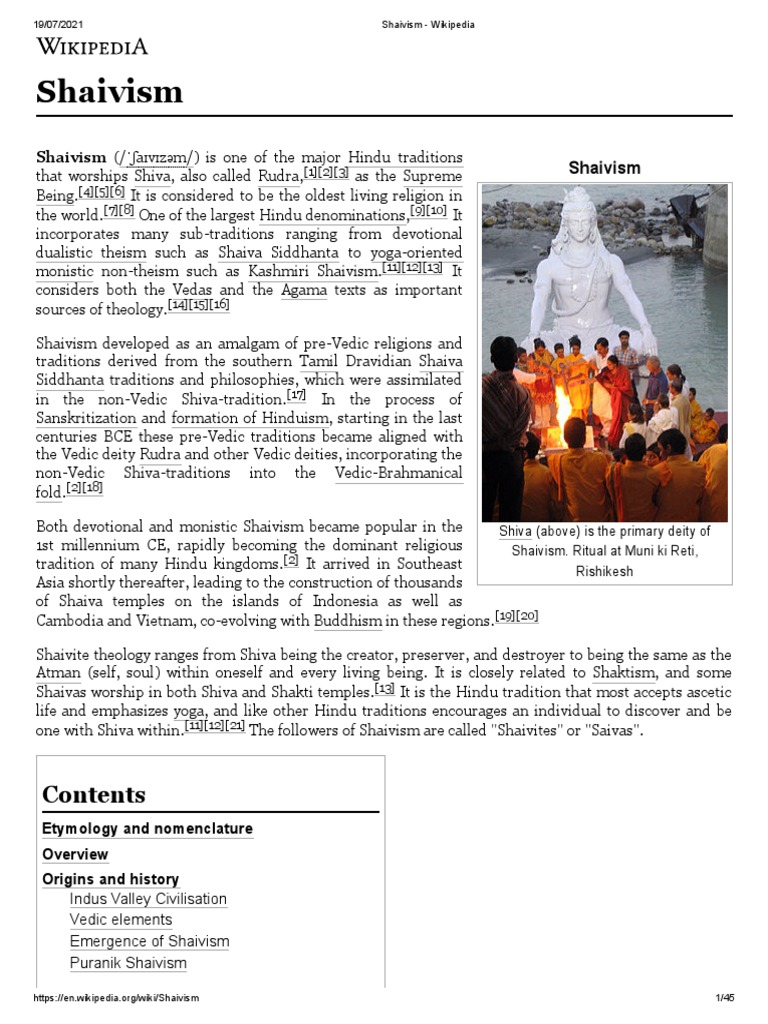 Shaivism - Wikipedia | PDF | Shiva | Upanishads