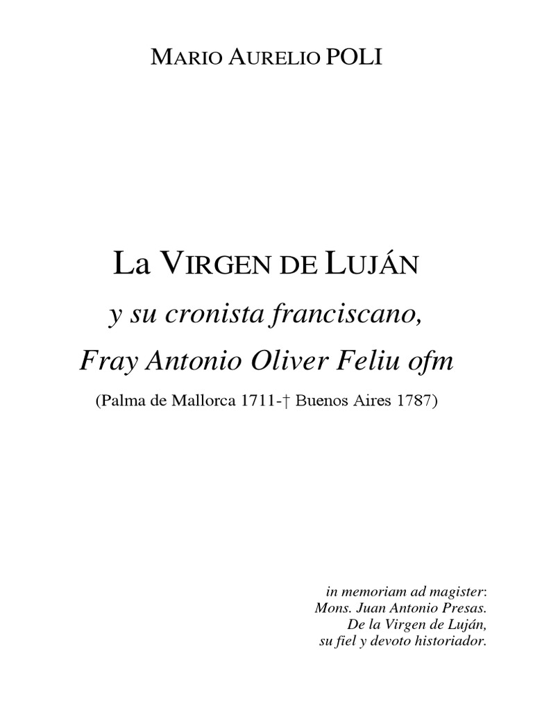 La Virgen de Luján Mario Poli | PDF | Buenos Aires | María, madre de Jesús