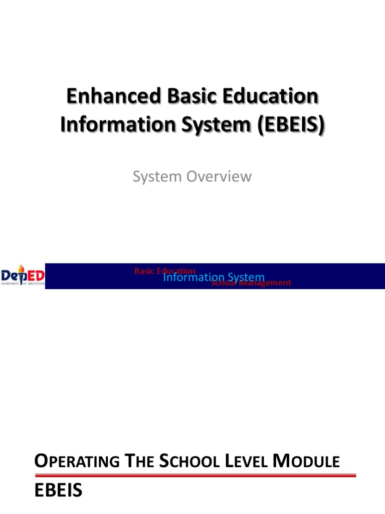 Enhanced Basic Education Information System (EBEIS) | PDF | Computing | Information Technology