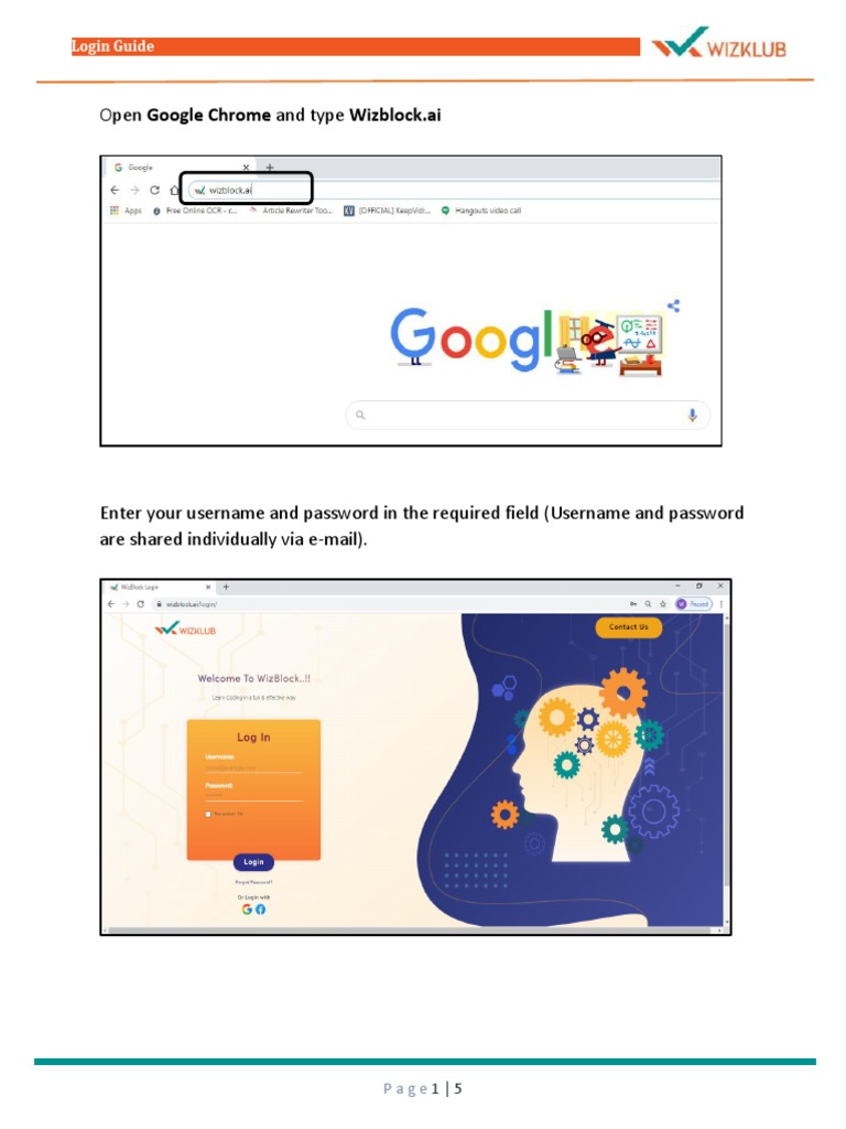 Codju Login Instructions for Students | PDF