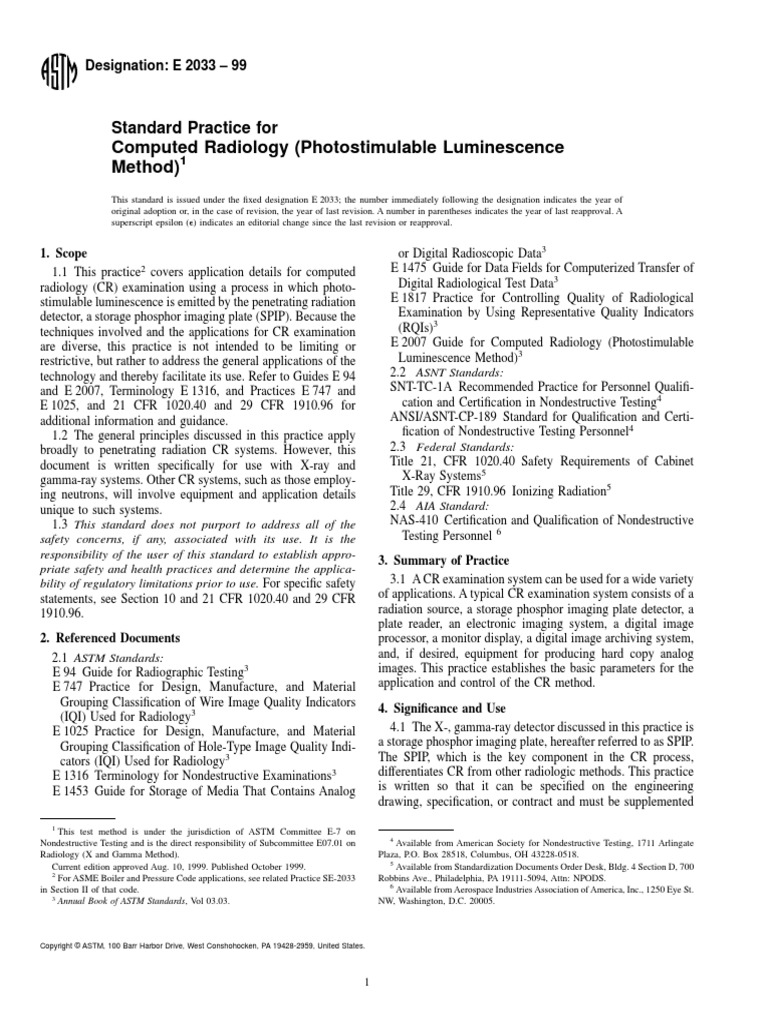 Astm E2033 | PDF | Nondestructive Testing | X Ray