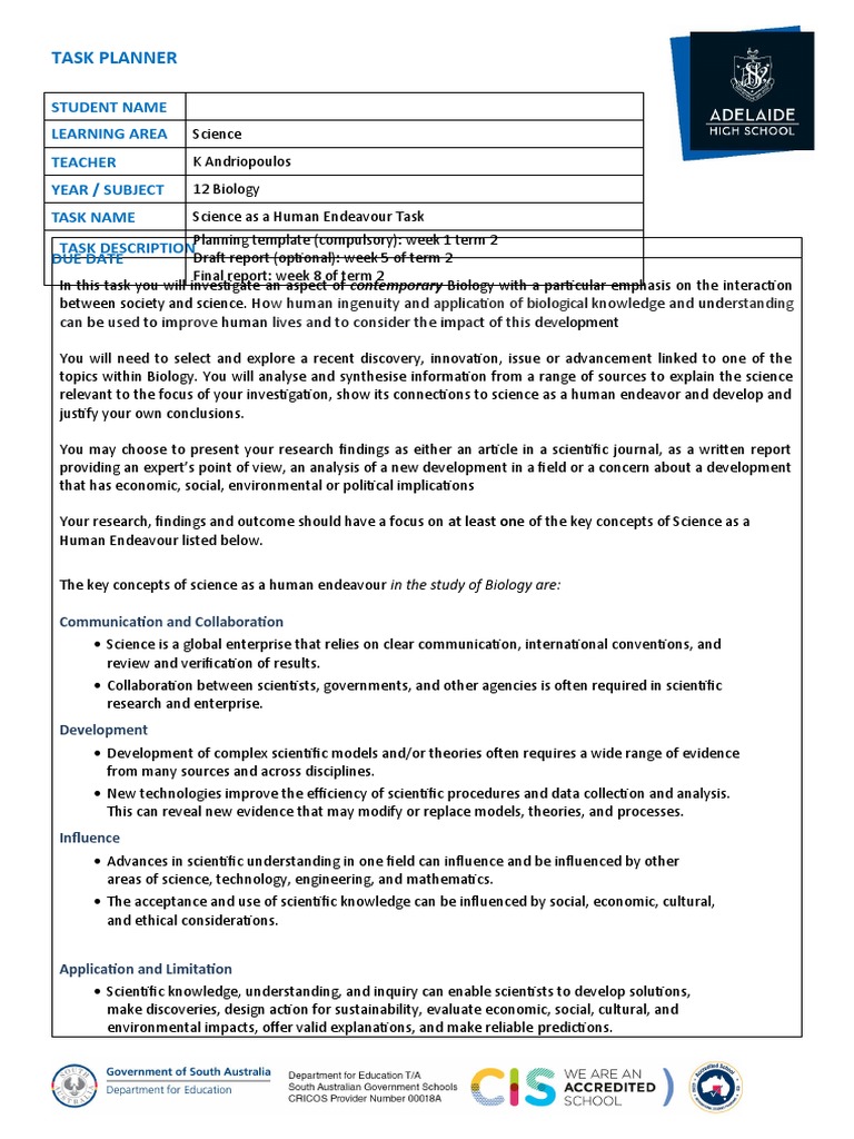 SHE Task Stage 2 Biology 2020 KA | PDF | Science | Data