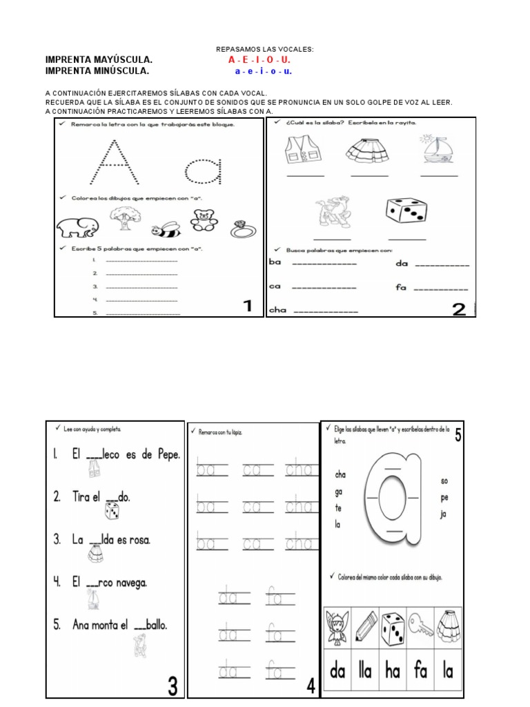 Ejerc. SILABAS CON AEIOU | PDF