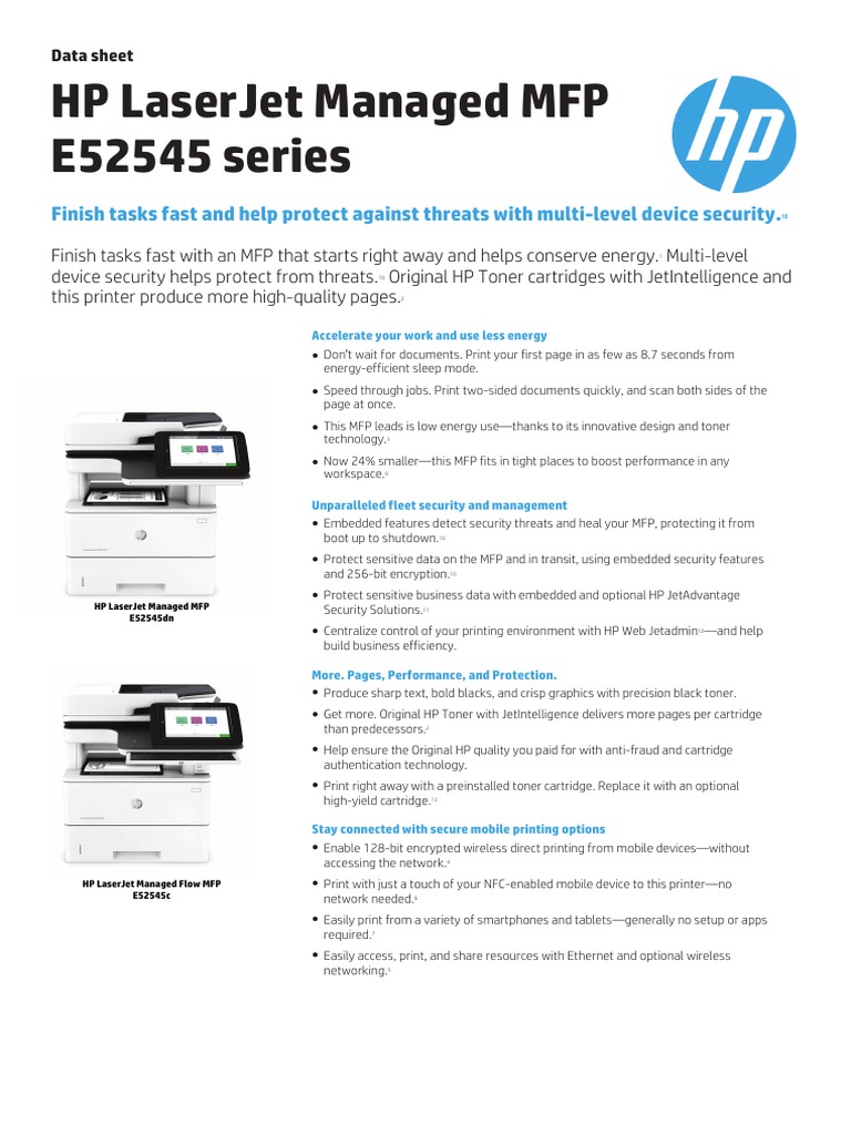 HP Laserjet Managed MFP E52545 Series | PDF | Image Scanner | Operating ...