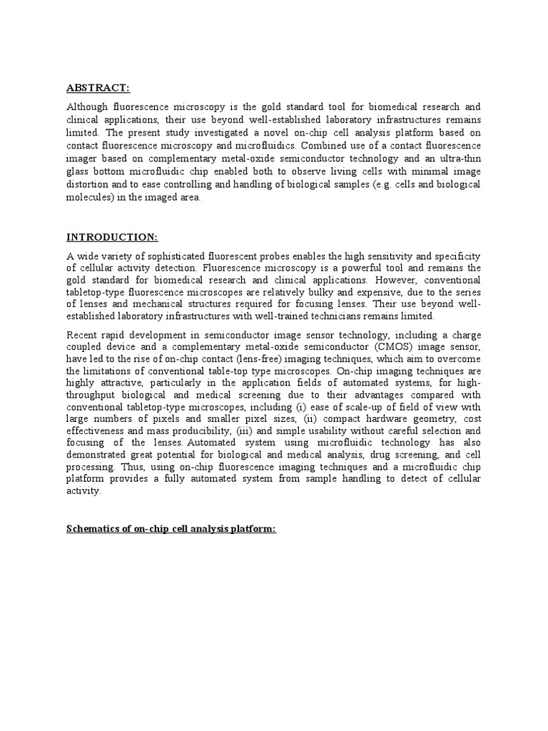 An Analysis of a Novel On-Chip Cell Analysis Platform Based on Contact Fluorescence Microscopy ...