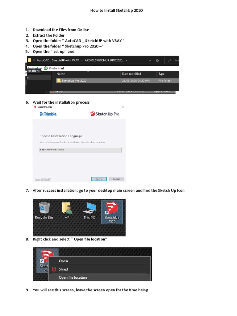 Installing SketchUp 2020 Guide | PDF | Art | Computers