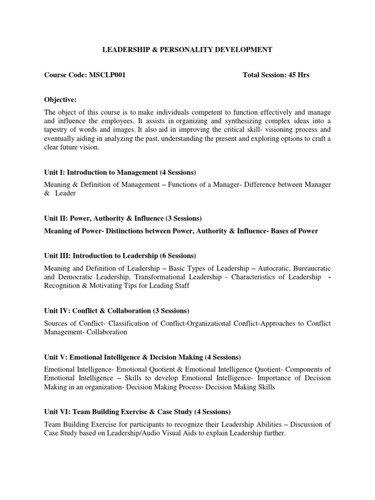 Leadership & Personality Development | PDF | Leadership | Leadership