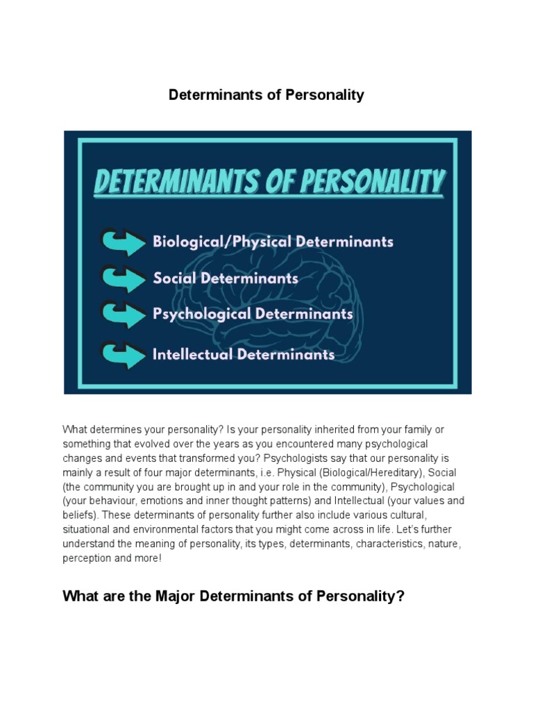 The Four Major Determinants of Personality: Biological, Social ...