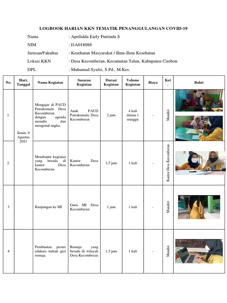 Logbook KKN Hari Ke-12 | PDF