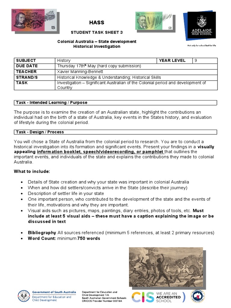 Colonial Australia: State Development Task | PDF | Inquiry | Cognitive ...