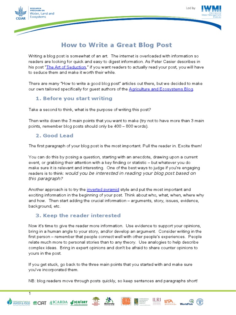 How To Write A Great Blog Post PDF | PDF | Argument | Blog