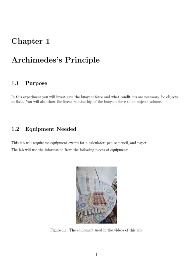 Lab1 - Archimedes Principle Fall 2020 | PDF | Buoyancy | Density