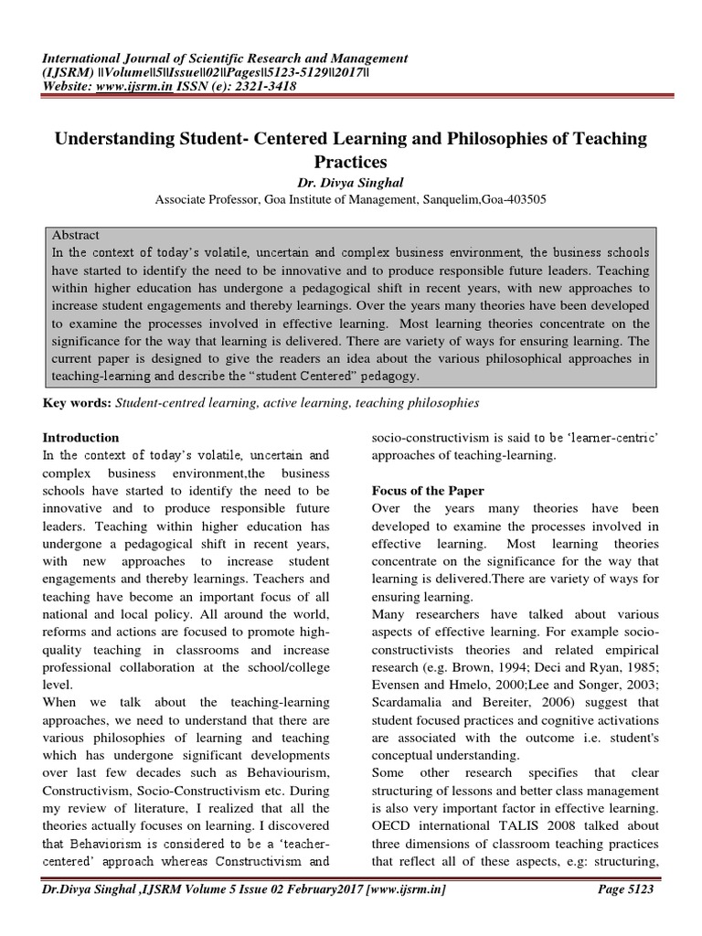 Understanding Student-Centered Learning and Philosophies of Teaching ...