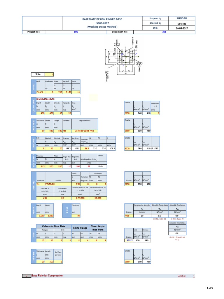 Baseplate Anchor Bolt Is800 SSM Verification | PDF | Bending | Structural Engineering