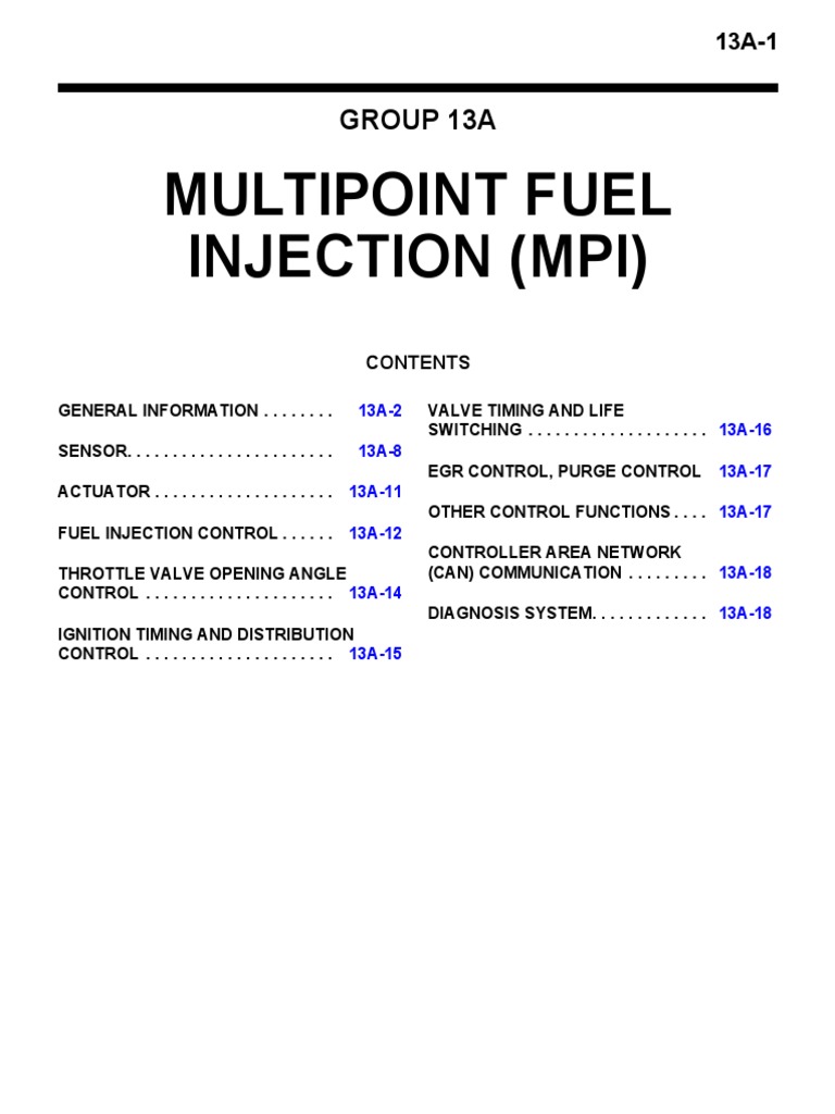 Multipoint Fuel Injection (Mpi) : Group 13A | PDF | Throttle | Fuel ...