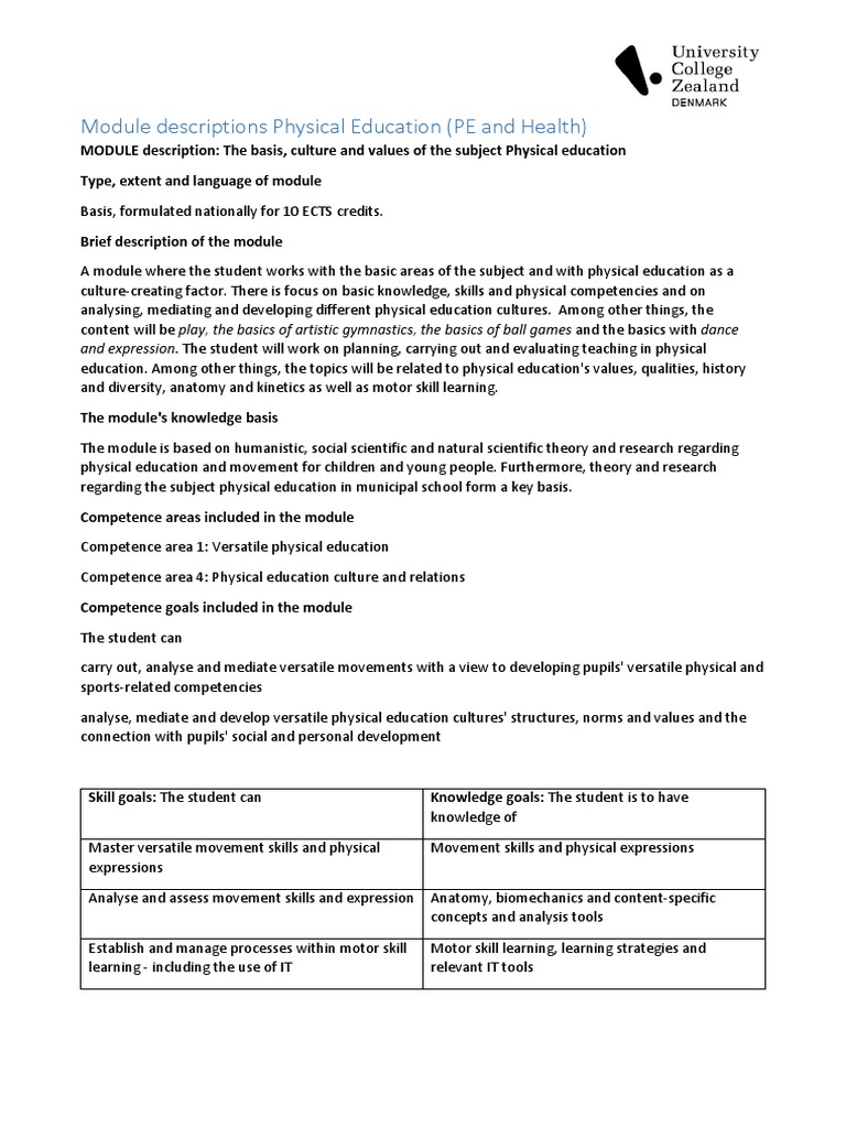 PE Teaching Module Overview | PDF | Physical Education | Test (Assessment)