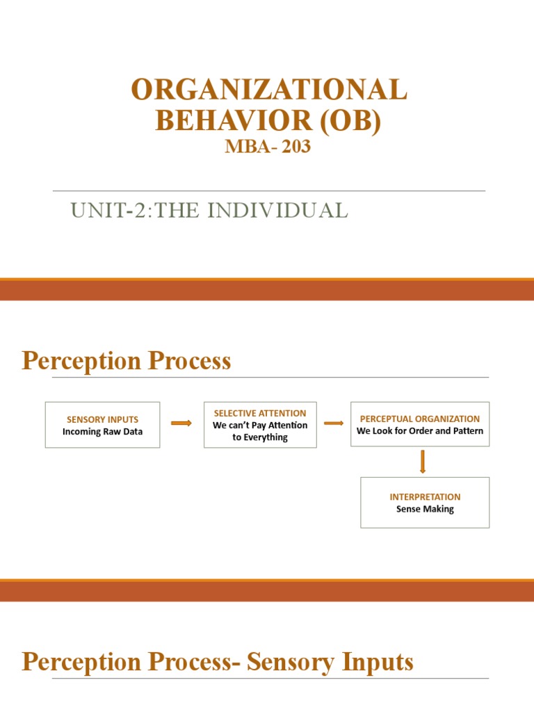 Organizational Behavior (Ob) : Unit-2:The Individual | PDF | Perception ...