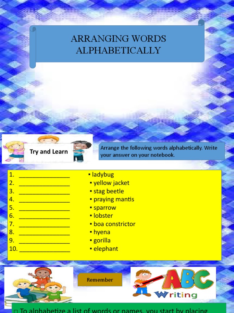 Arranging Words Alphabetically | PDF | Zoology