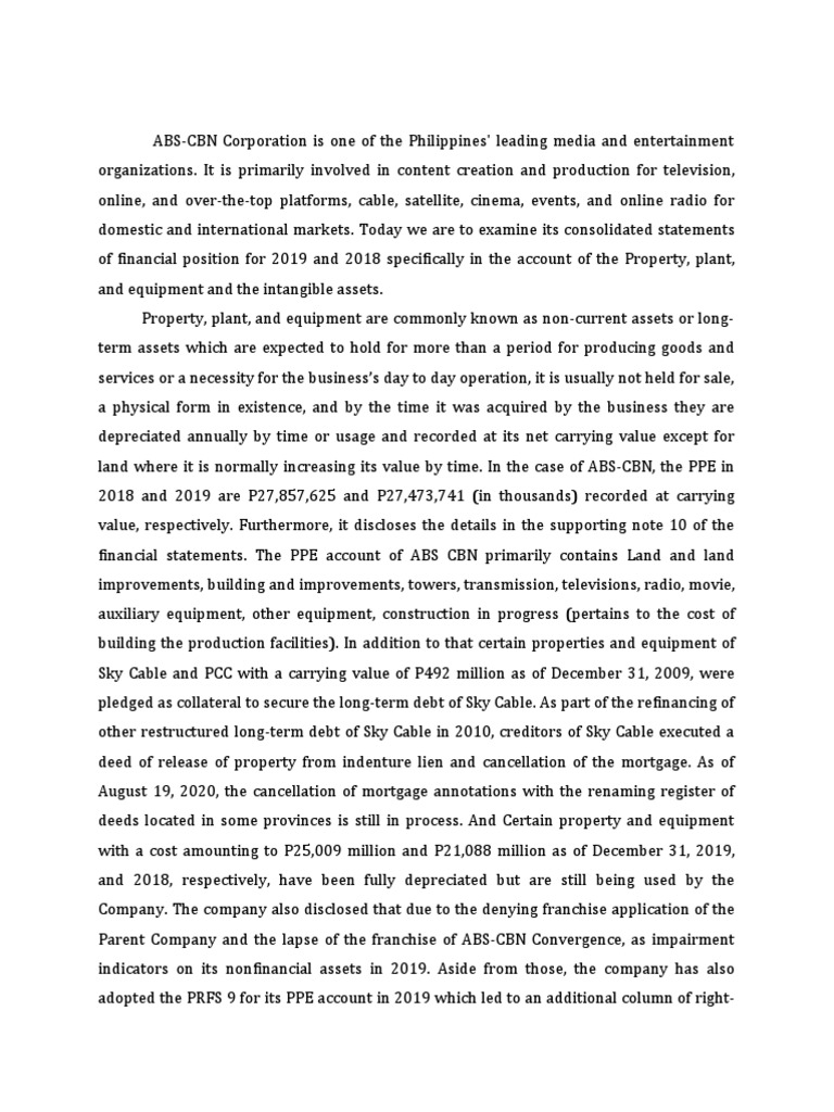 Reflection - PPE and Intangible Assets | PDF | Intangible Asset ...