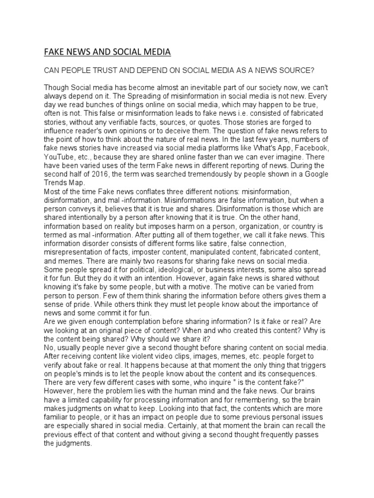 Understanding Fake News on Social Media | PDF | Social Media | Popular ...